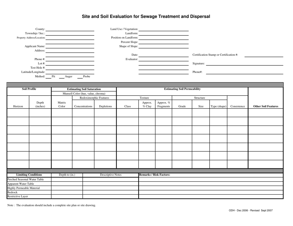 Ohio Site and Soil Evaluation for Sewage Treatment and Dispersal - Fill Out, Sign Online and ...