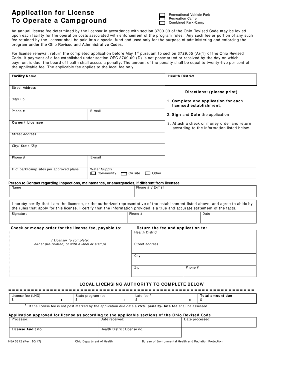 Form HEA5312 - Fill Out, Sign Online and Download Fillable PDF, Ohio ...
