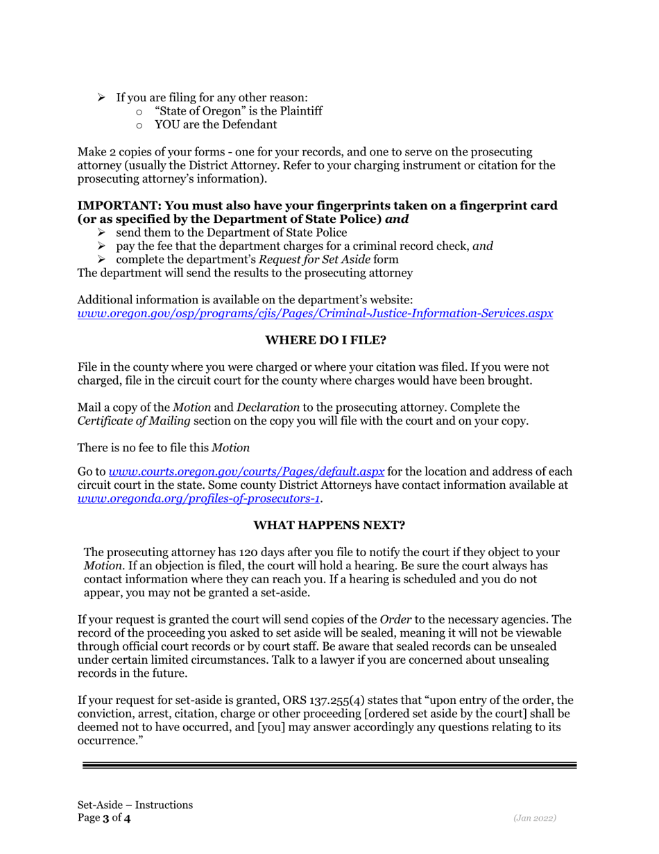 Oregon Motion to Set Aside and Declaration in Support - Fill Out, Sign ...
