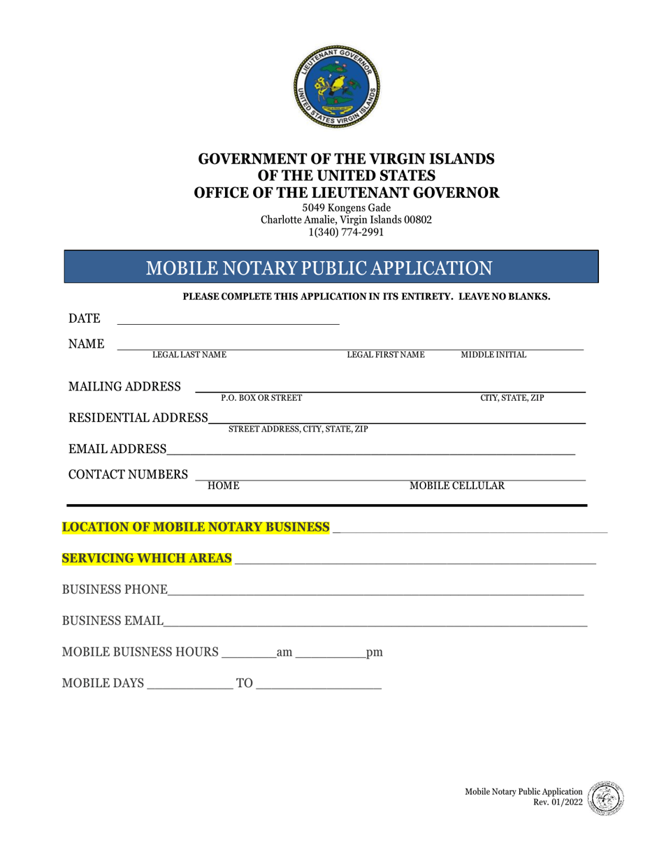 Virgin Islands Mobile Notary Public Application - Fill Out, Sign Online ...