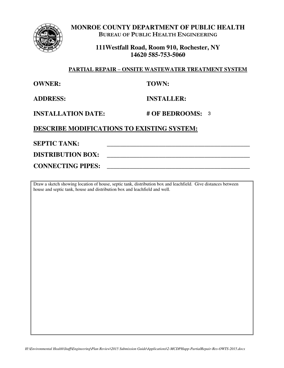 Monroe County, New York Partial Repair - Onsite Wastewater Treatment ... Monroe County, New York Partial Repair - Onsite Wastewater Treatment ...