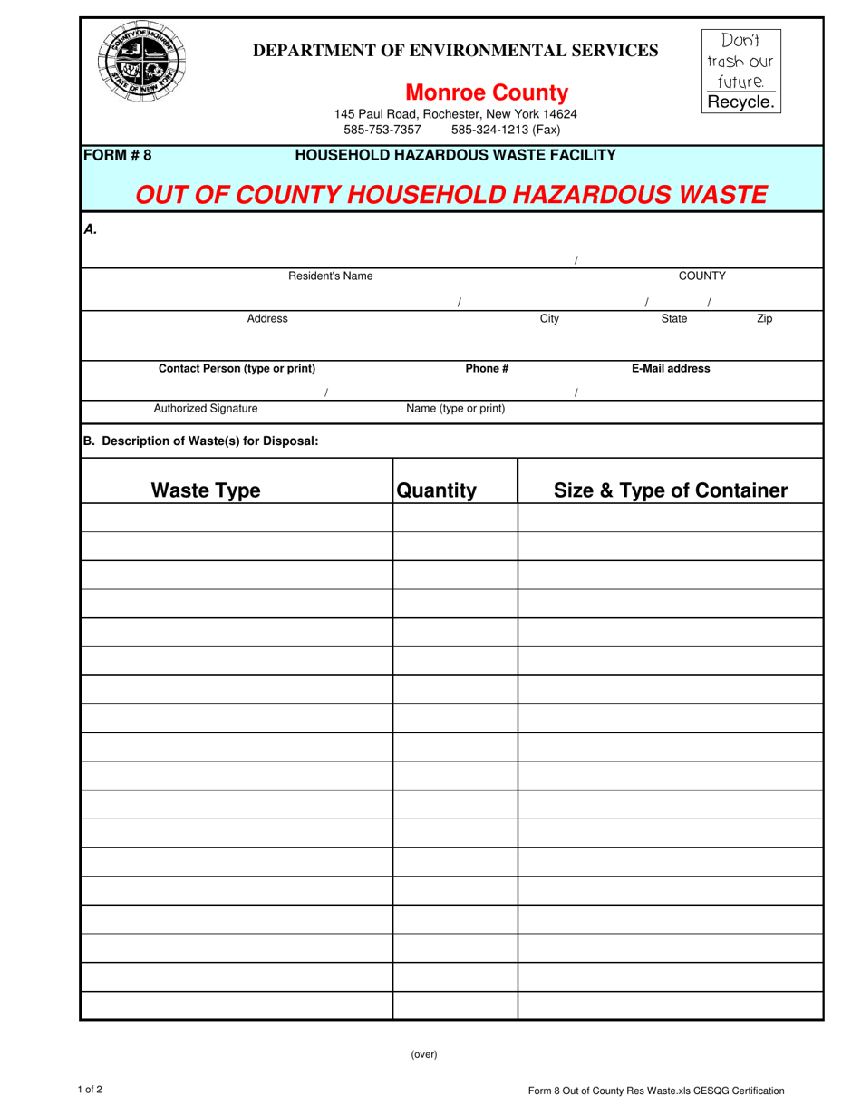 CESQG Form 8 - Fill Out, Sign Online and Download Printable PDF, Monroe ...