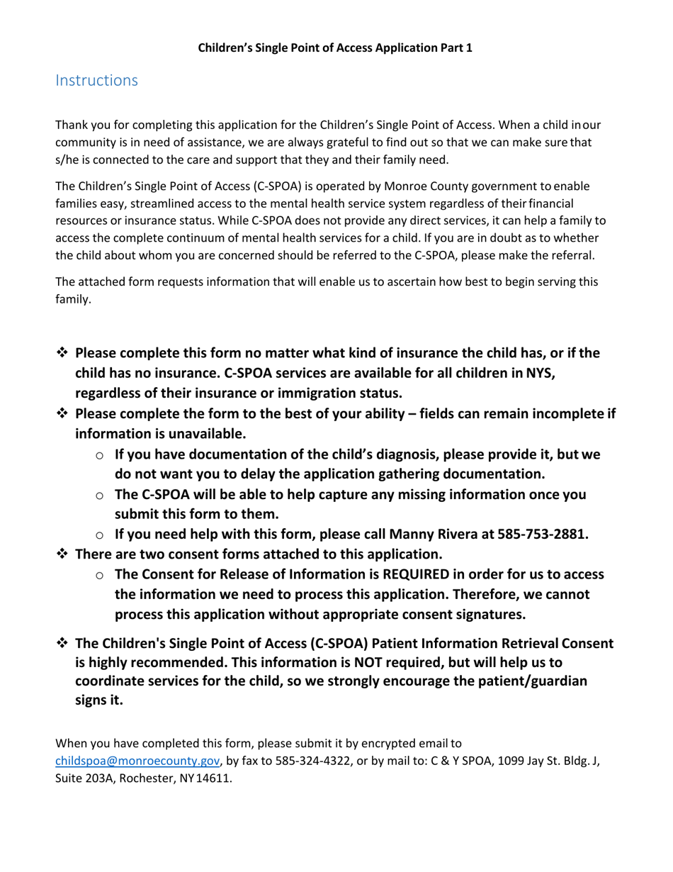 Monroe County, New York Children's Single Point of Access Application ...