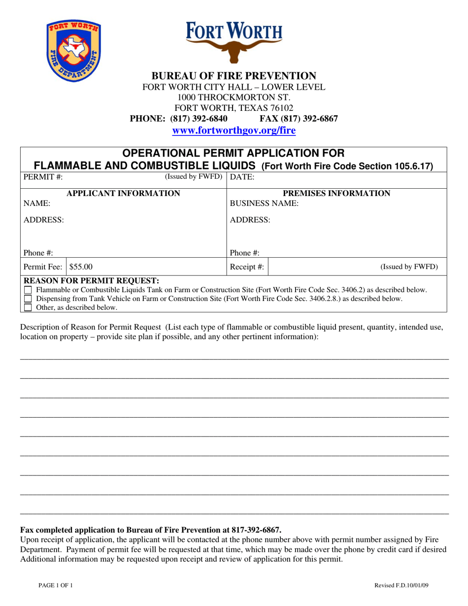 City of Fort Worth, Texas Operational Permit Application for Flammable ...