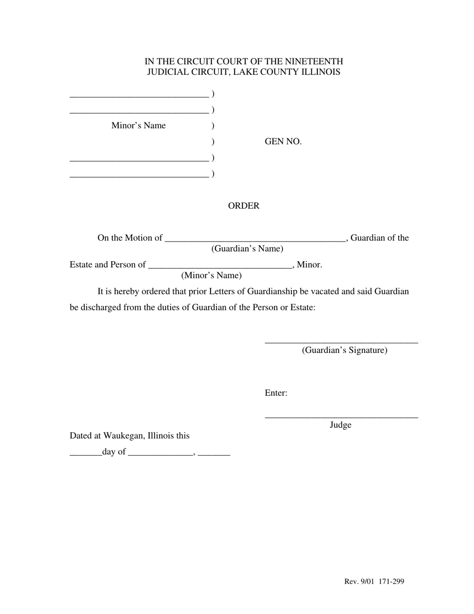 Form 171-299 - Fill Out, Sign Online and Download Fillable PDF, Lake County, Illinois ...