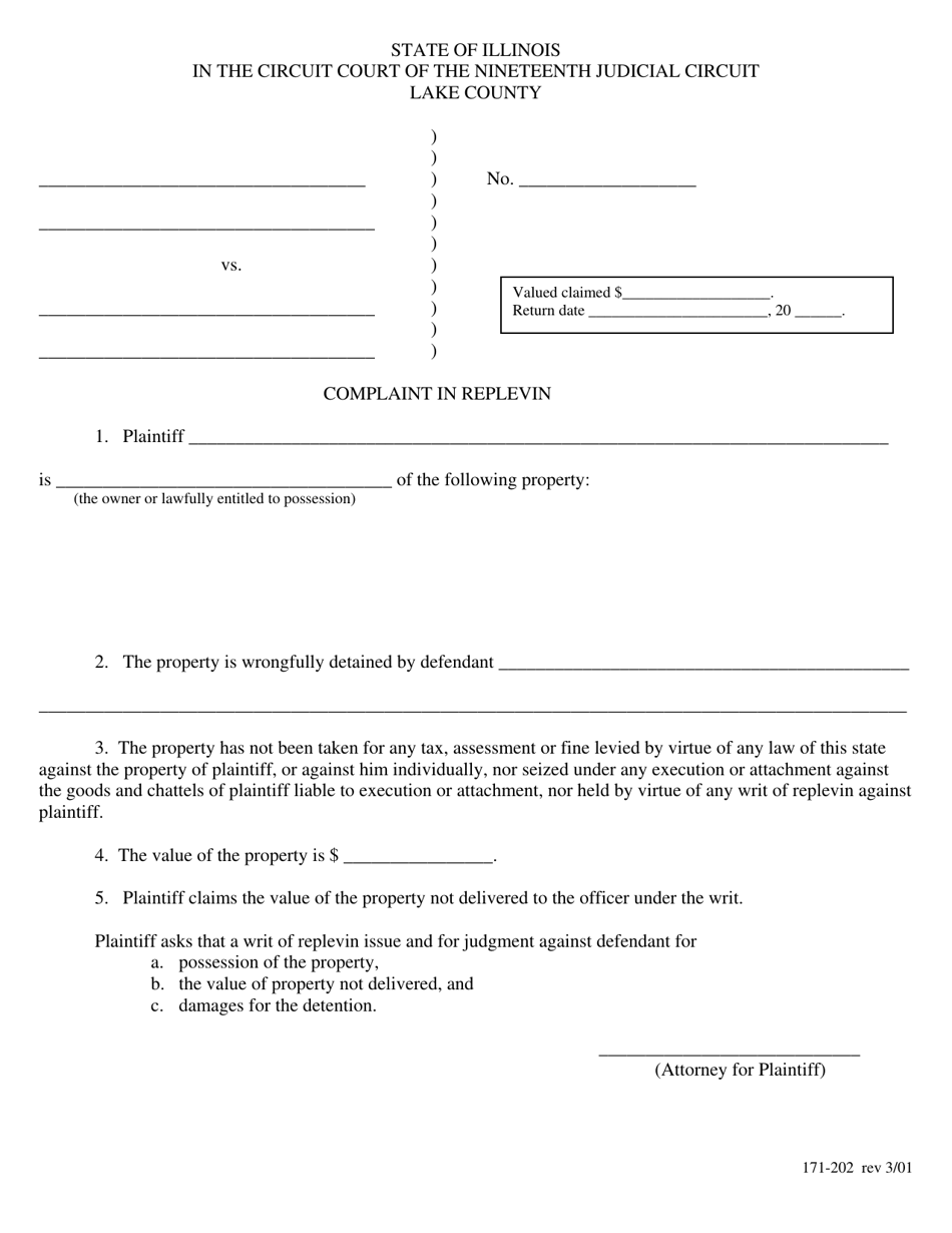Form 171-202 - Fill Out, Sign Online and Download Fillable PDF, Lake ...
