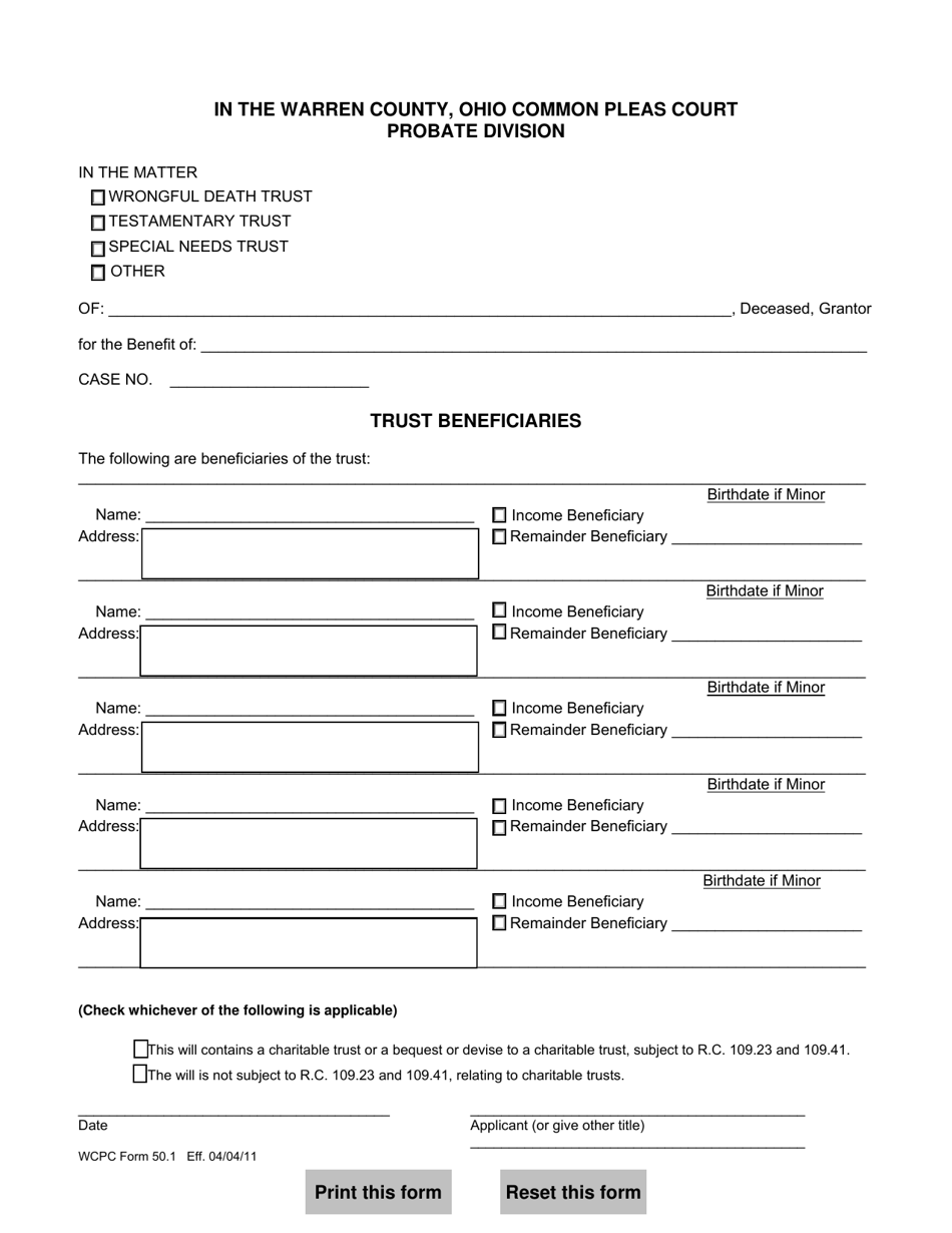 WCPC Form 50.1 - Fill Out, Sign Online and Download Fillable PDF ...