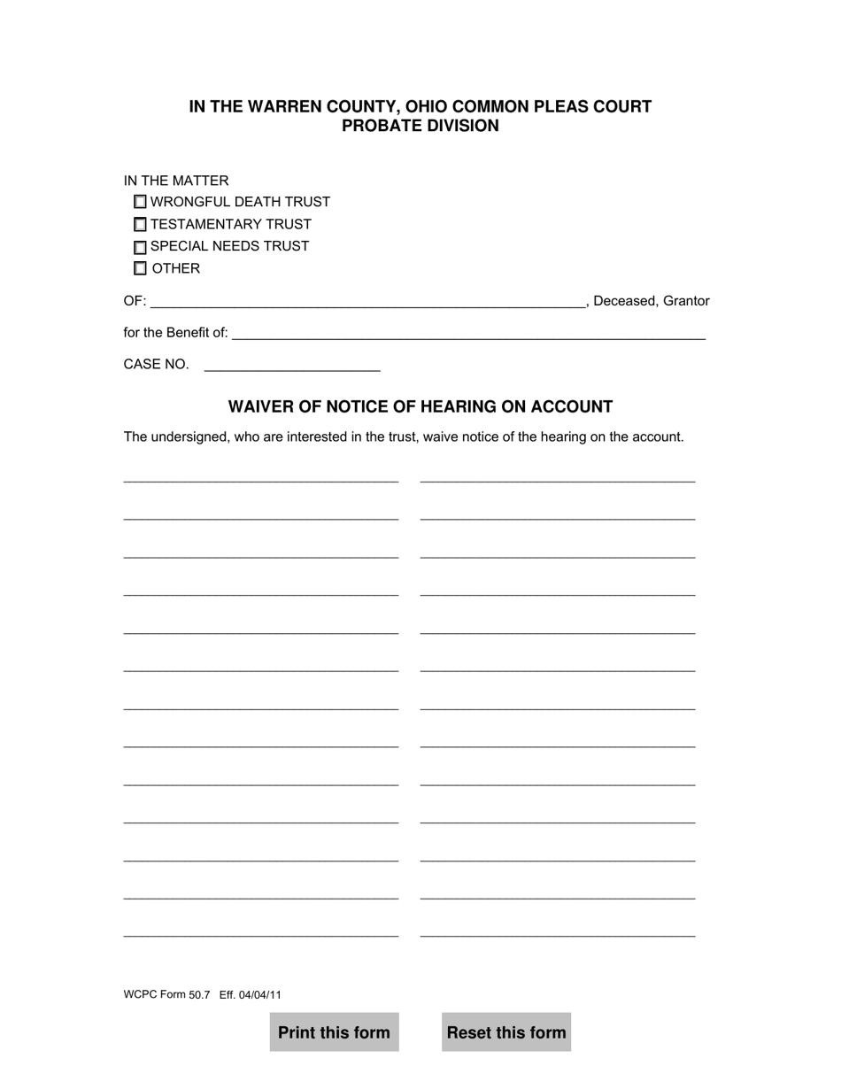 WCPC Form 50.7 - Fill Out, Sign Online and Download Fillable PDF ...