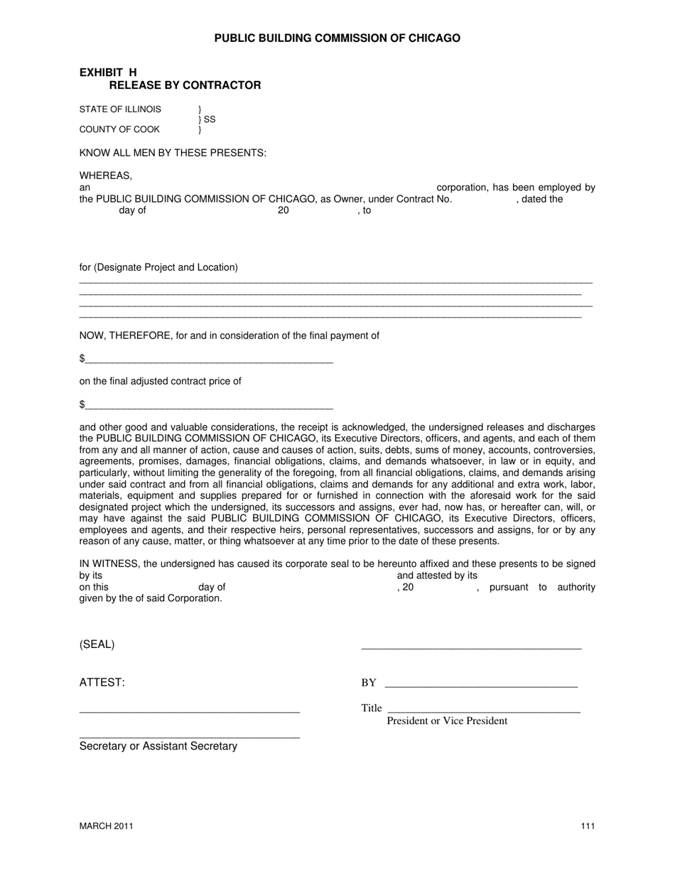 City of Chicago, Illinois Release by Contractor - Fill Out, Sign Online ...