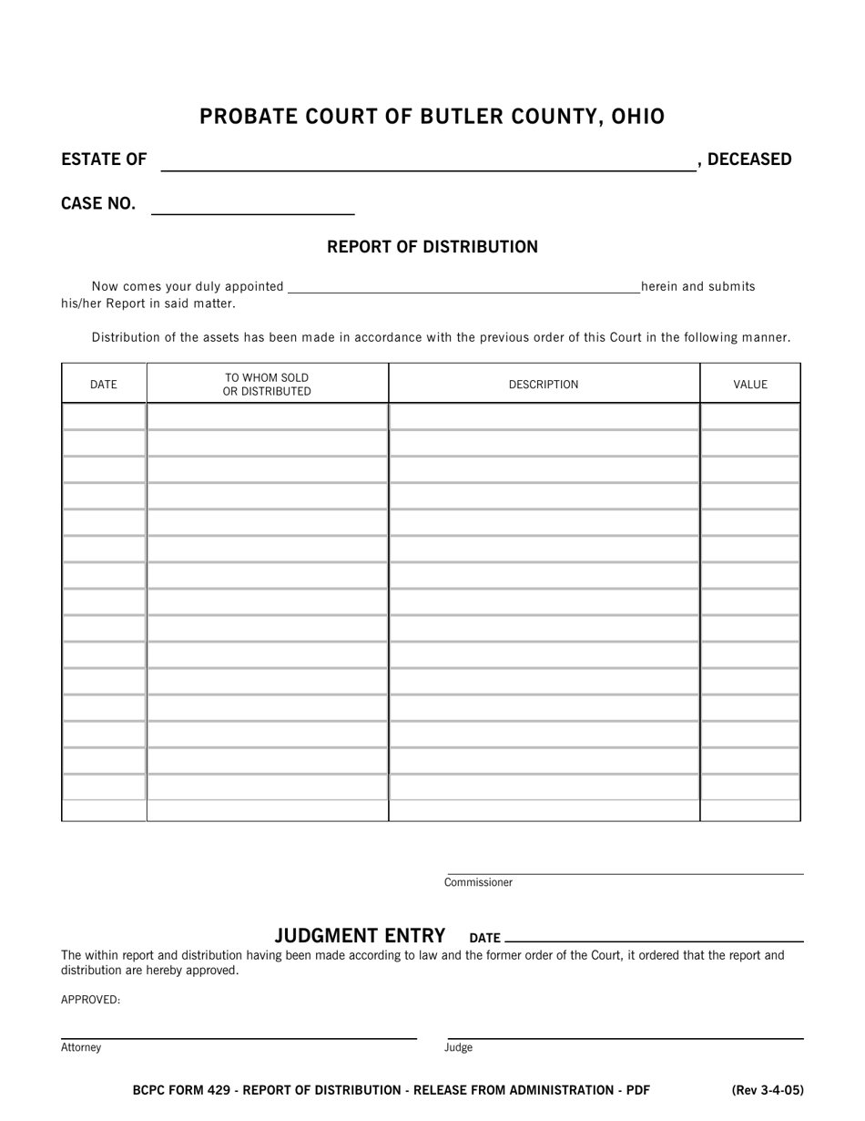 BCPC Form 429 - Fill Out, Sign Online and Download Fillable PDF, Butler ...