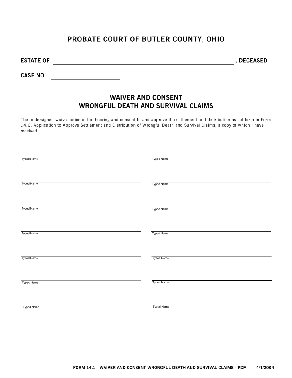 Form 14.1 - Fill Out, Sign Online and Download Fillable PDF, Butler ...