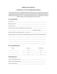 Borough of Emmaus, Pennsylvania Community Event Information Sheet - Fill Out, Sign Online and ...