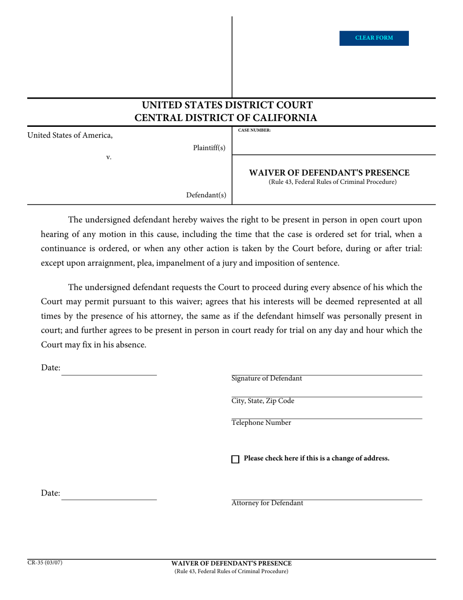 Form CR-35 - Fill Out, Sign Online and Download Fillable PDF ...
