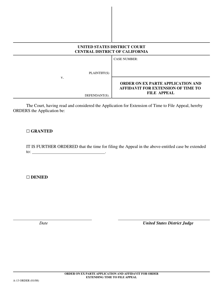 Form A-13 ORDER - Fill Out, Sign Online and Download Fillable PDF ...