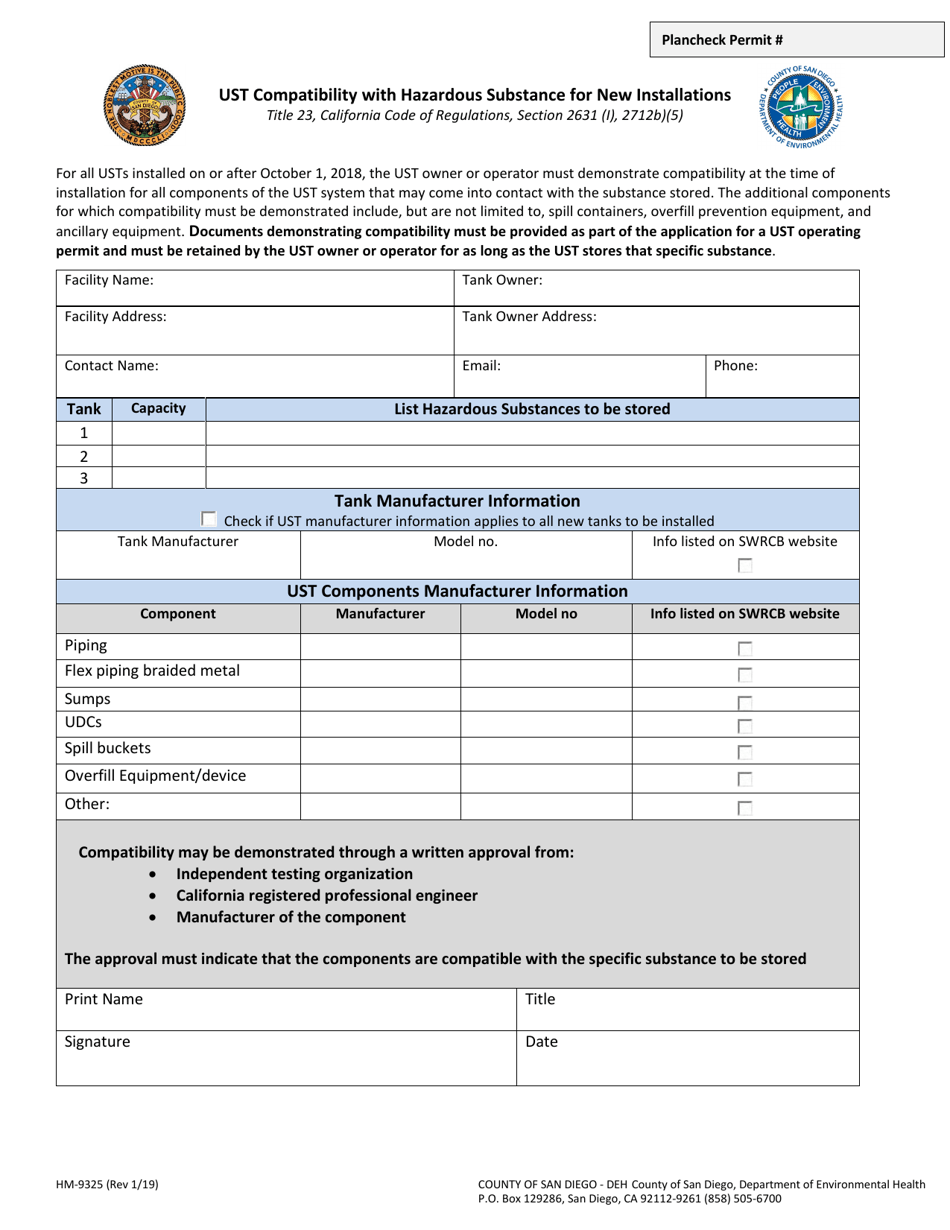 Form HM-9325 - Fill Out, Sign Online and Download Printable PDF, County ...