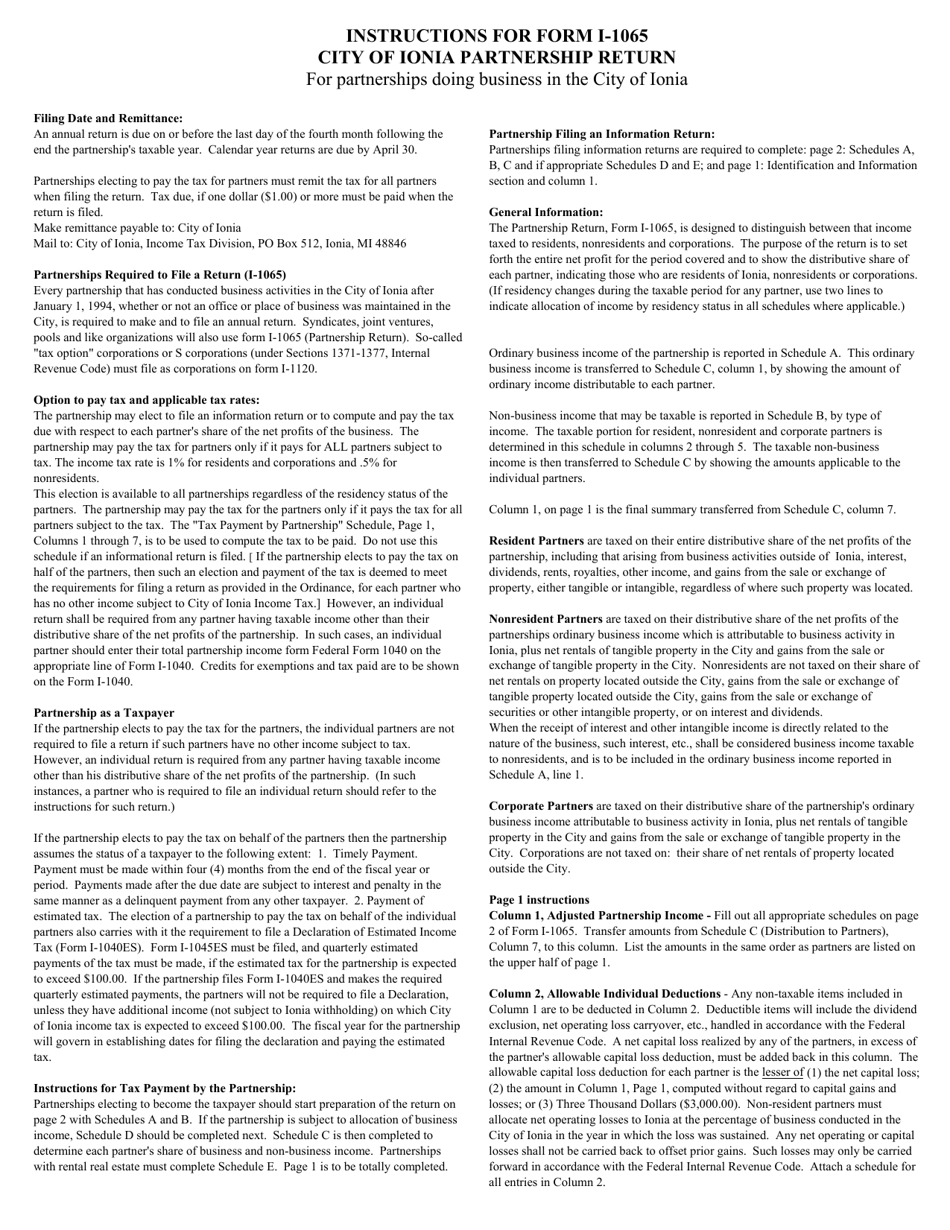 Download Instructions for Form I-1065 Partnership Return PDF ...