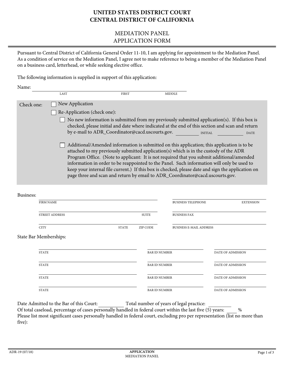 Form ADR-19 - Fill Out, Sign Online and Download Fillable PDF ...