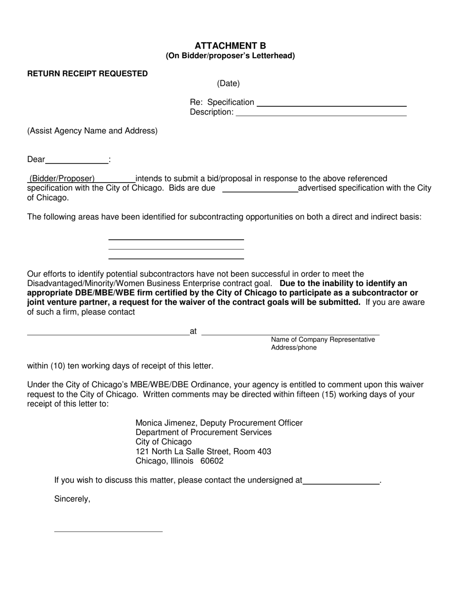 City of Chicago, Illinois Attachment B - Fill Out, Sign Online and ...