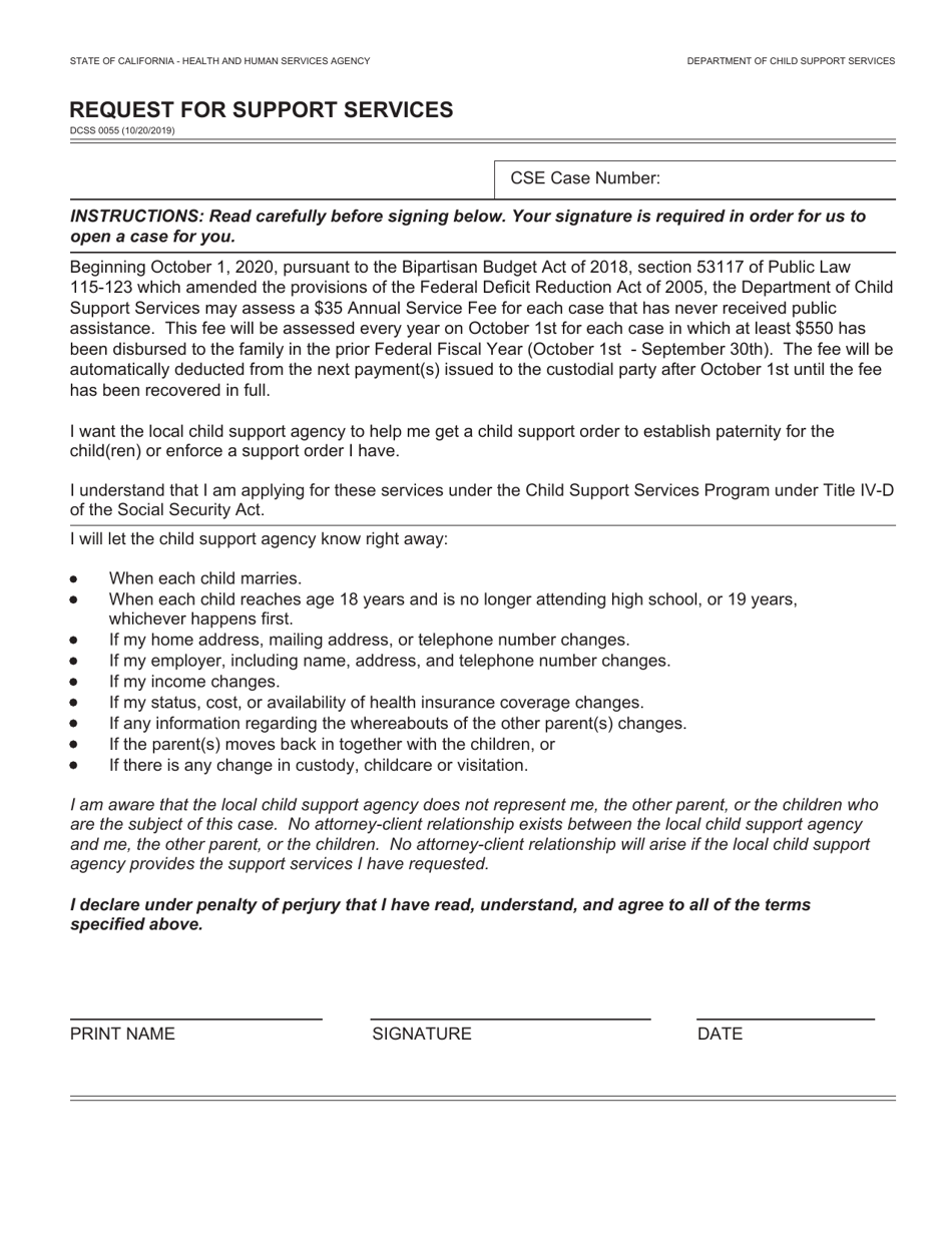 Form DCSS0055 - Fill Out, Sign Online and Download Printable PDF ...