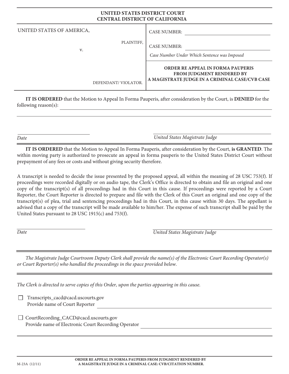 Form M-23A - Fill Out, Sign Online and Download Fillable PDF ...