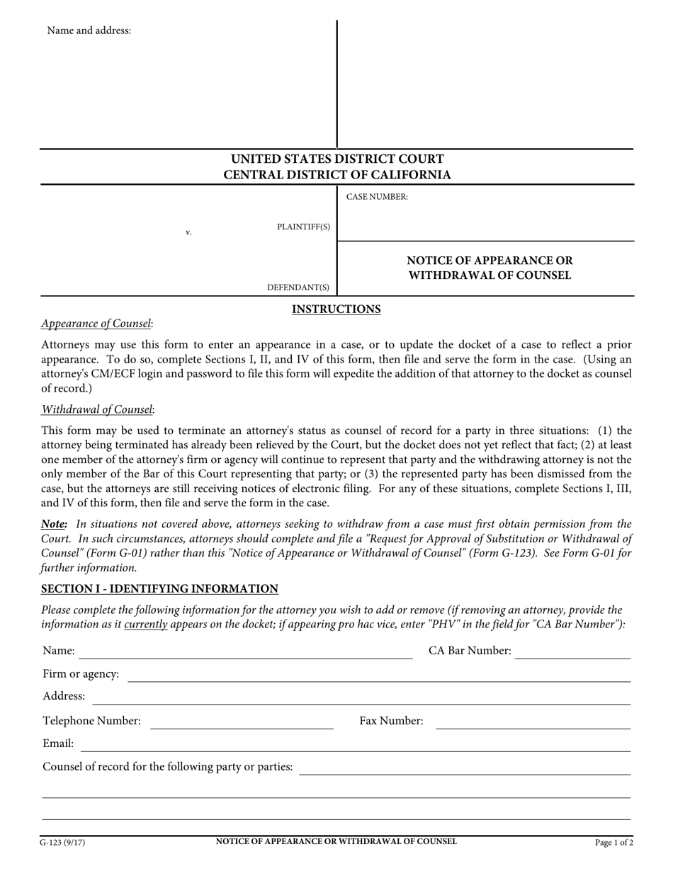 Form G-123 - Fill Out, Sign Online and Download Fillable PDF ...