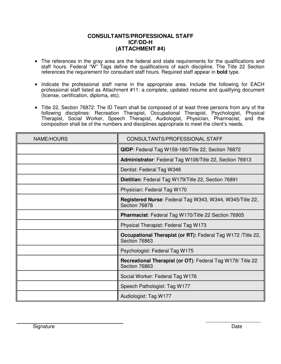 California Consultants/Professional Staff - Icf/DD-H - Fill Out, Sign Online and Download PDF ...