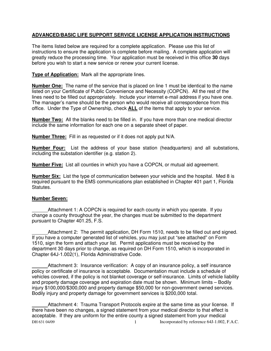 DH Form 631 - Fill Out, Sign Online and Download Fillable PDF, Florida ...