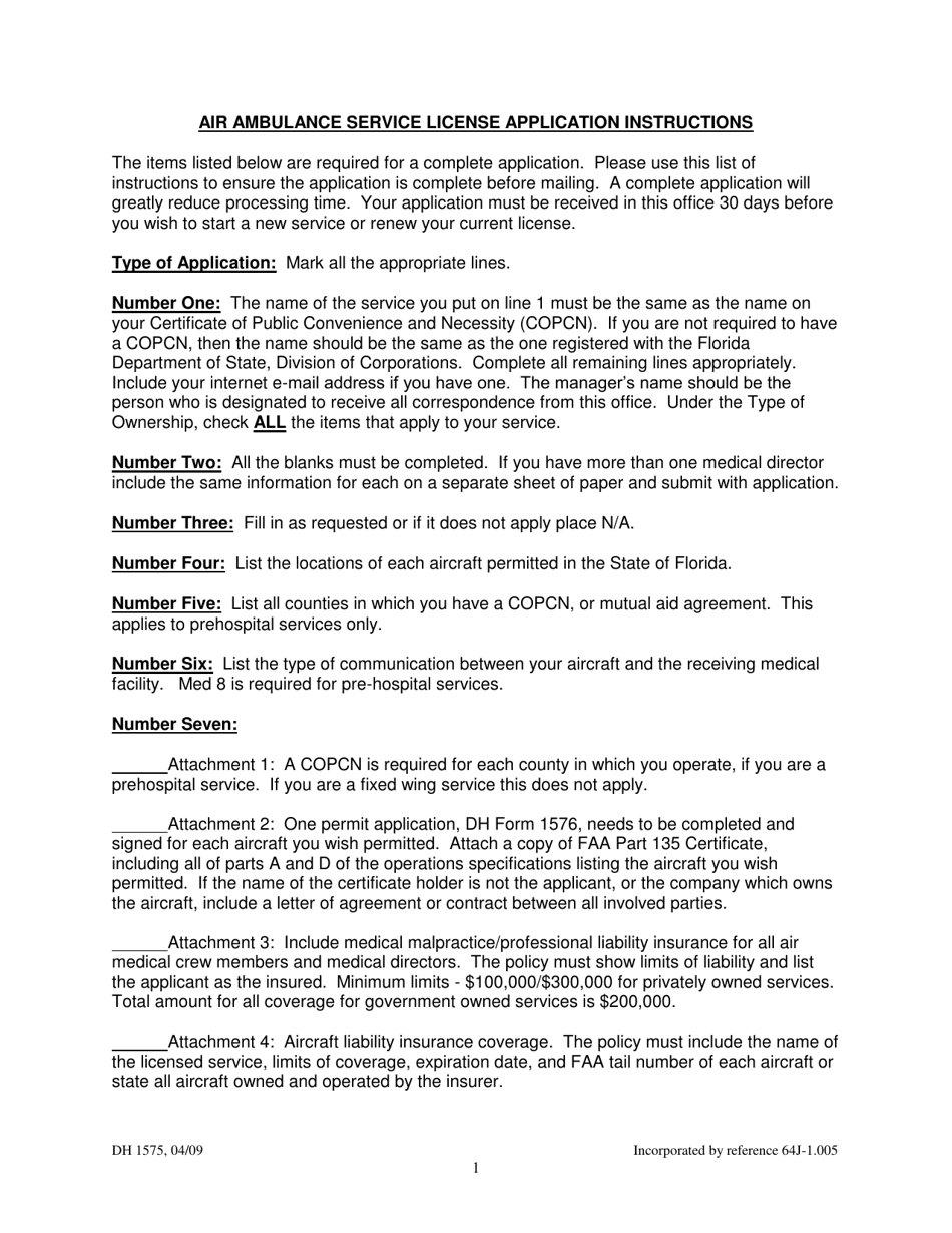 DH Form 1575 - Fill Out, Sign Online and Download Fillable PDF, Florida ...