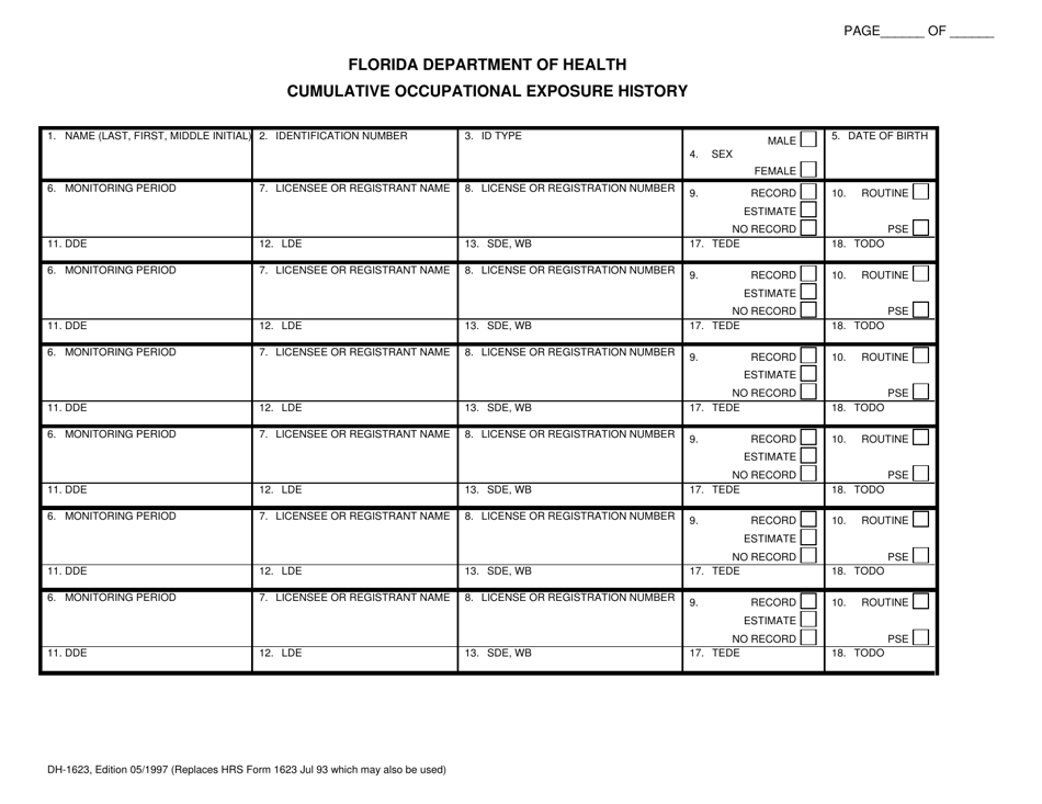 Form DH1623 - Fill Out, Sign Online and Download Printable PDF, Florida ...