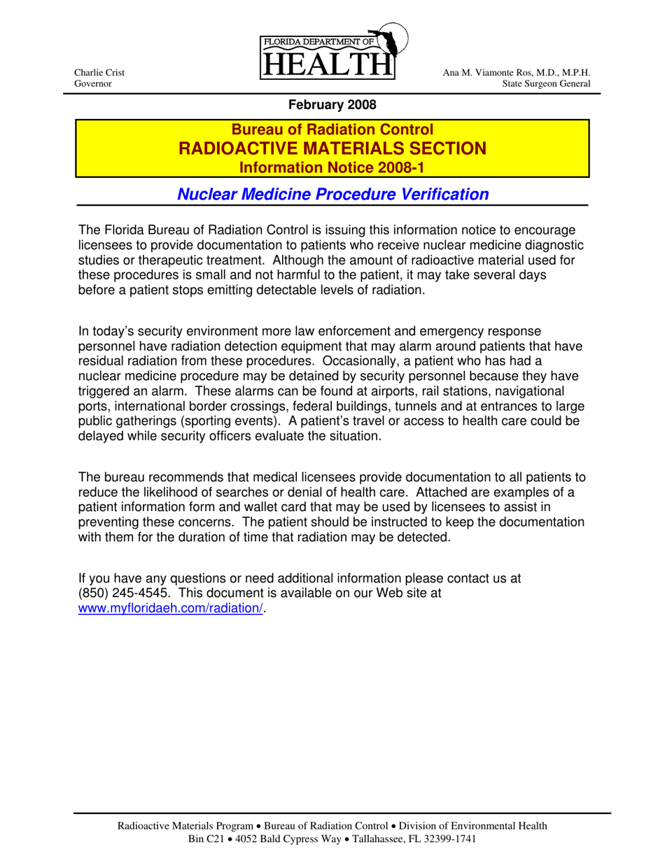 Florida Verification of Nuclear Medicine Procedure/Treatment - Fill Out ...