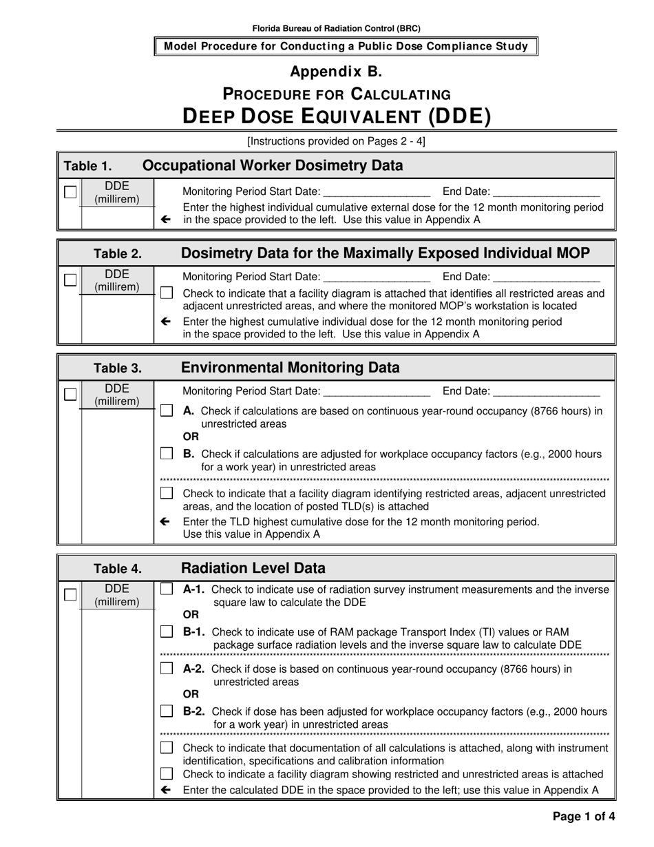 Florida Procedure for Calculating Deep Dose Equivalent (Dde) - Fill Out ...
