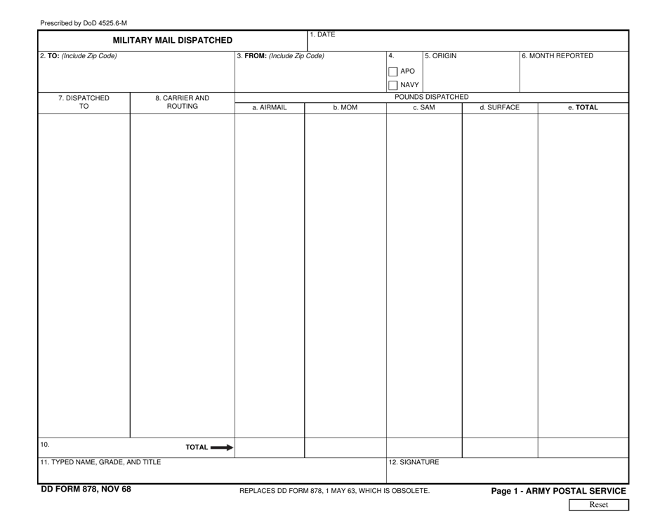 DD Form 878 - Fill Out, Sign Online and Download Fillable PDF ...