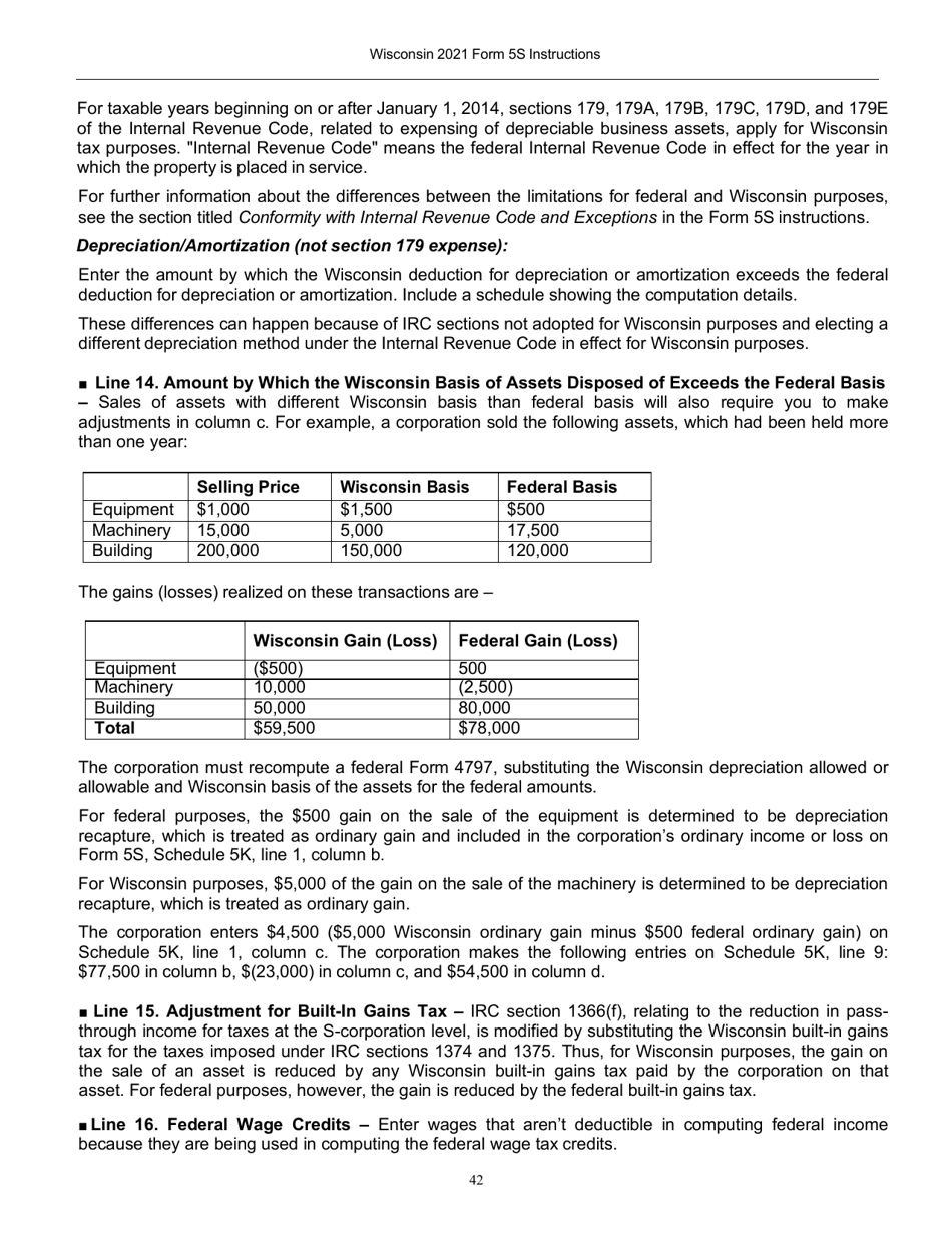Download Instructions for Form 5S, IC-049 Wisconsin Tax-Option (S ...