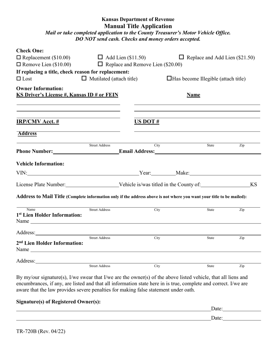 Form Tr 720b Download Fillable Pdf Or Fill Online Manual Title