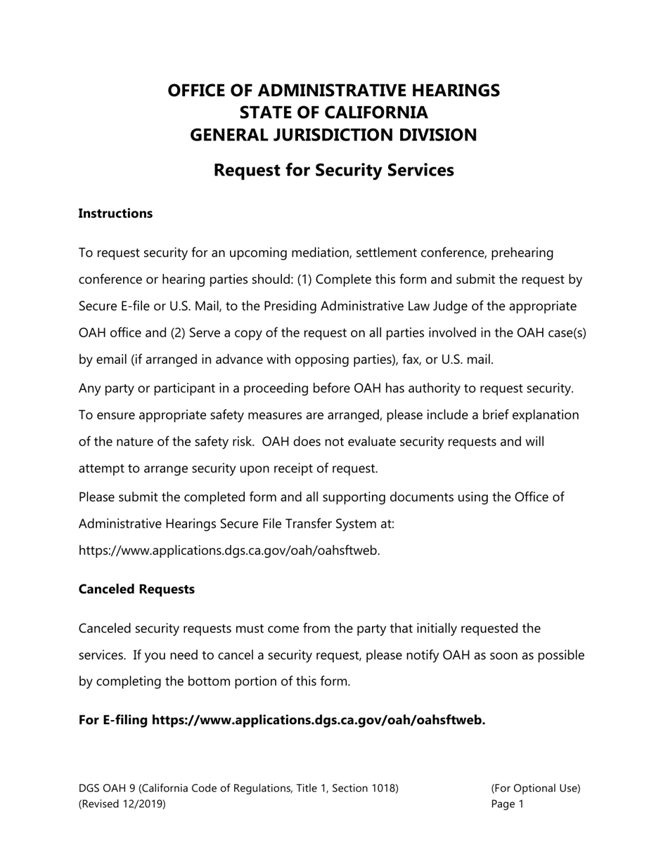 Form DGS OAH9 - Fill Out, Sign Online and Download Fillable PDF ...