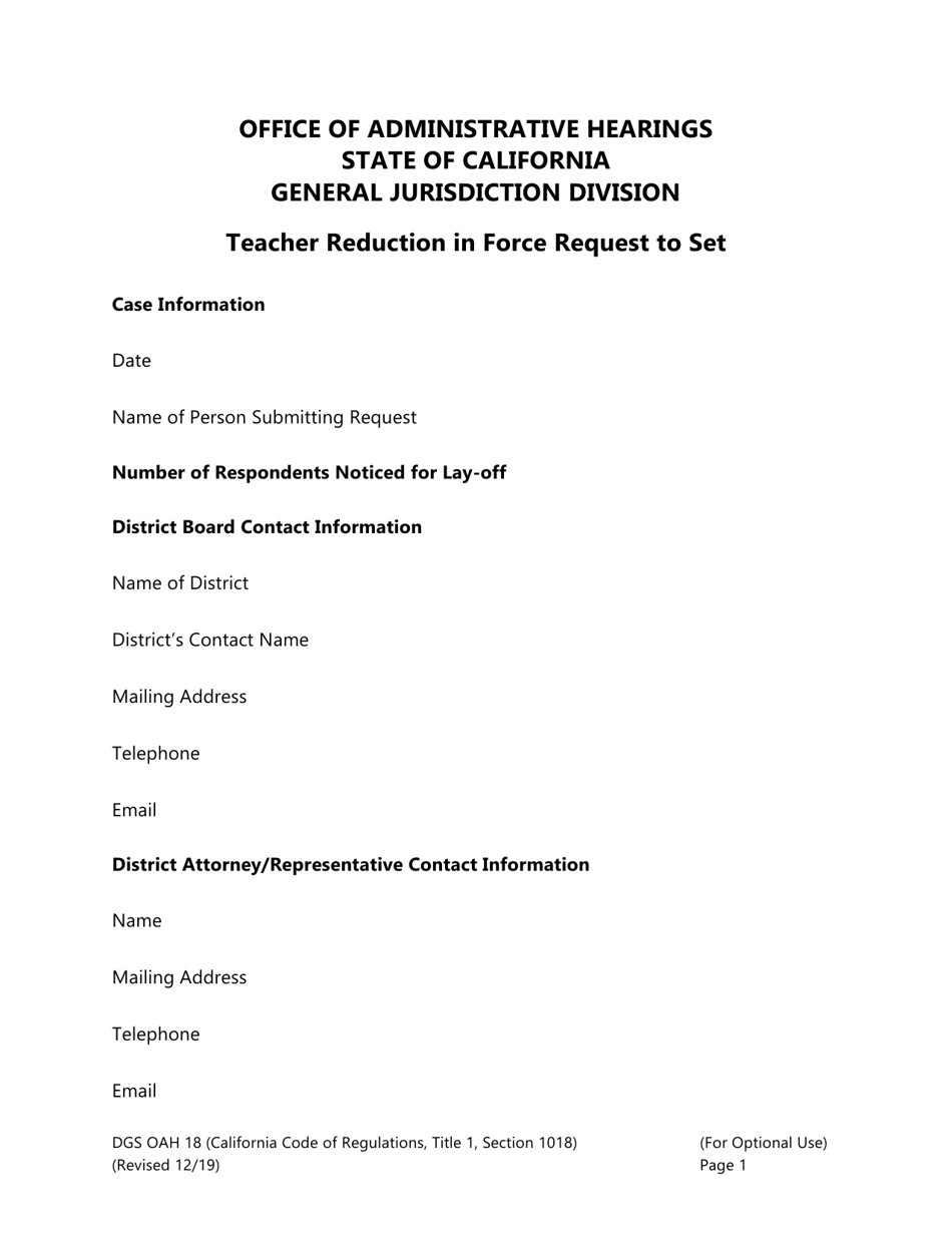 Form DGS OAH18 - Fill Out, Sign Online and Download Fillable PDF ...