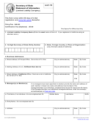 Form LLC-12 Download Fillable PDF or Fill Online Statement of ...