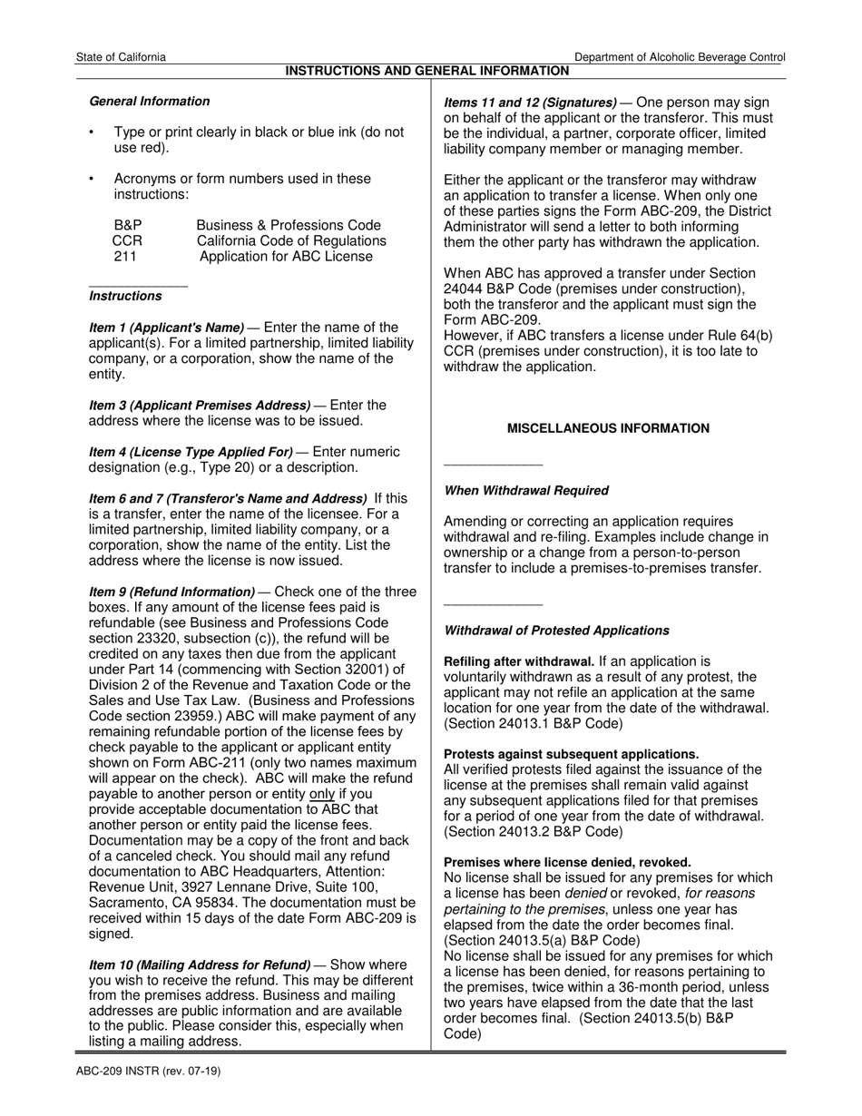 Download Instructions for Form ABC-209 Application Withdrawal PDF ...