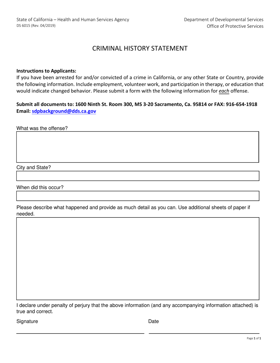 Form DS6015 - Fill Out, Sign Online and Download Fillable PDF ...