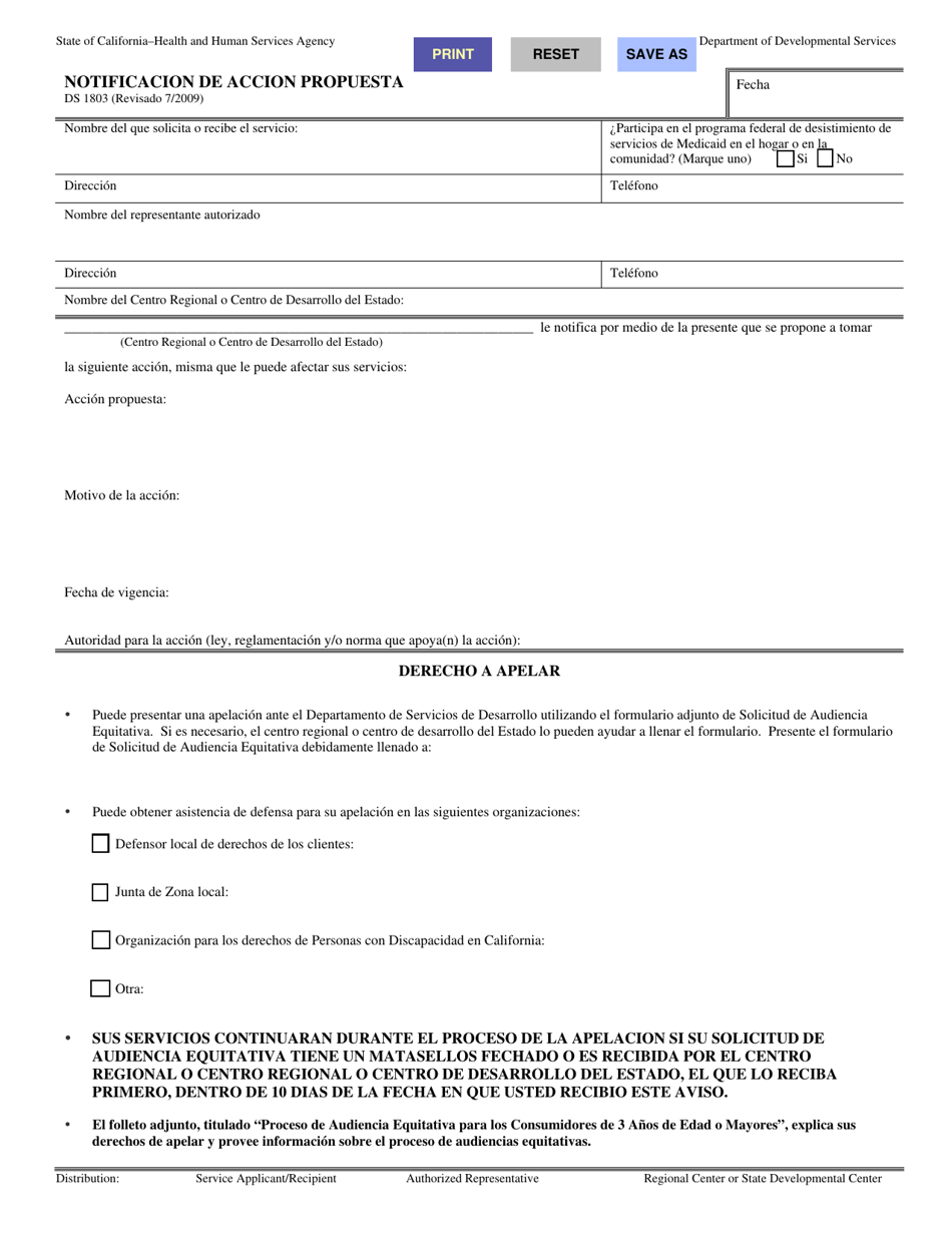 Formulario DS1803 - Fill Out, Sign Online and Download Fillable PDF ...