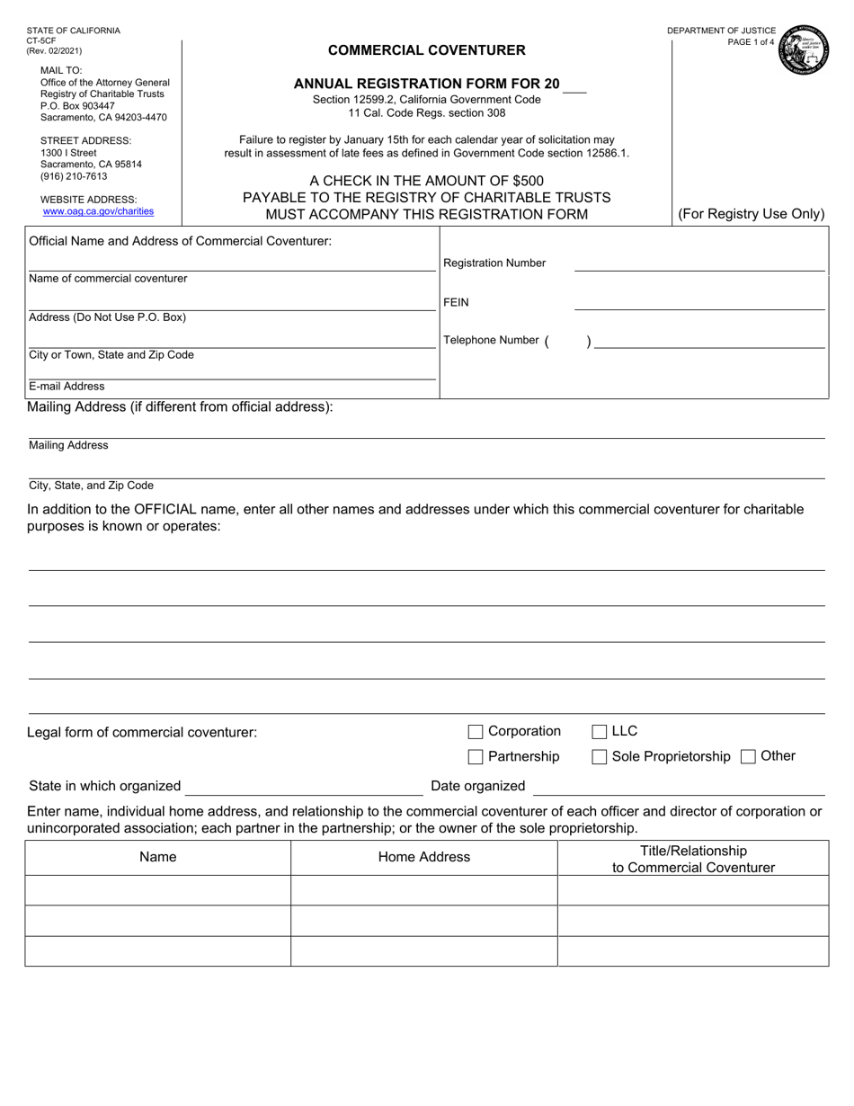 Form CT-5CF Download Fillable PDF or Fill Online Annual Registration ...
