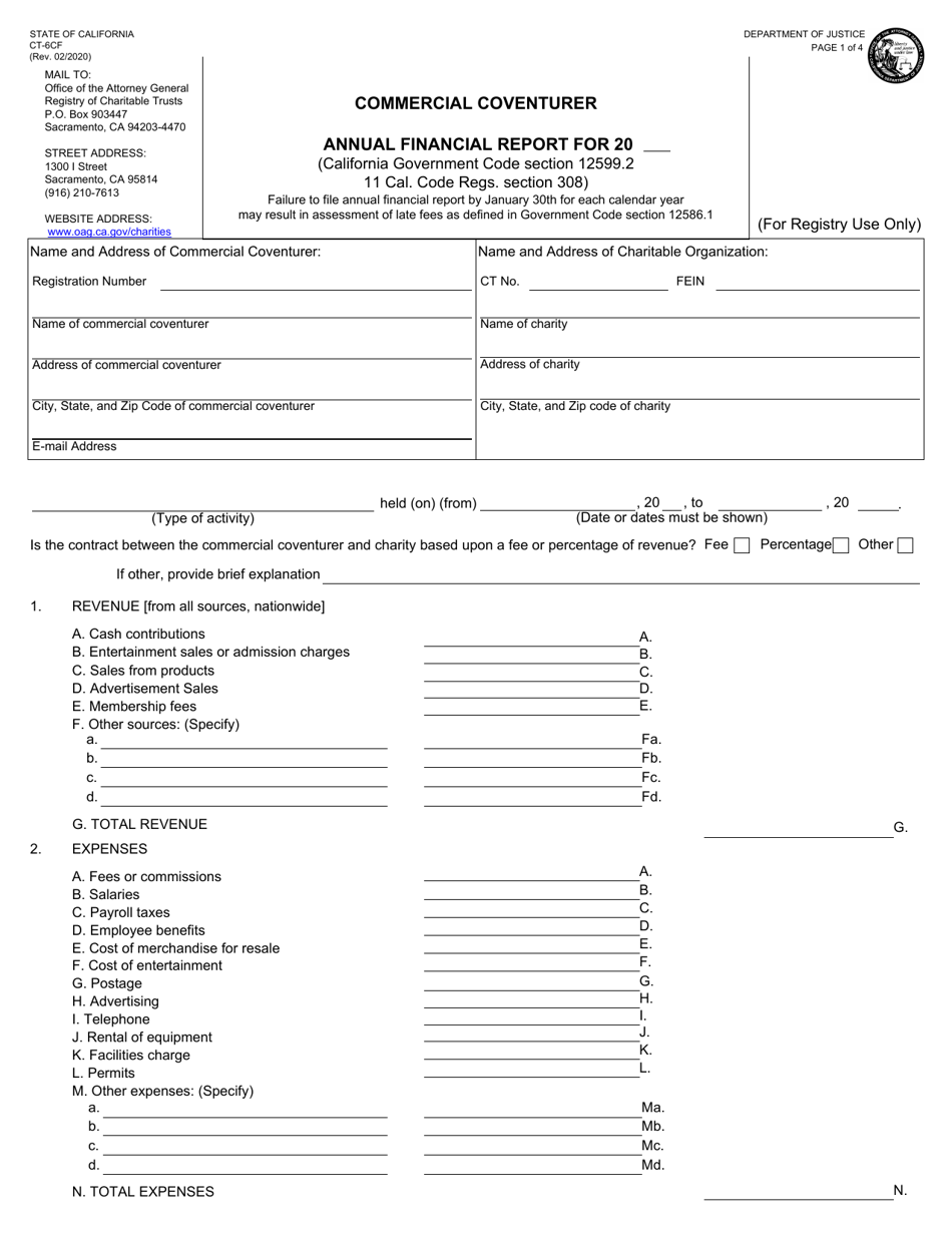 Form CT-6CF Download Fillable PDF or Fill Online Annual Financial ...