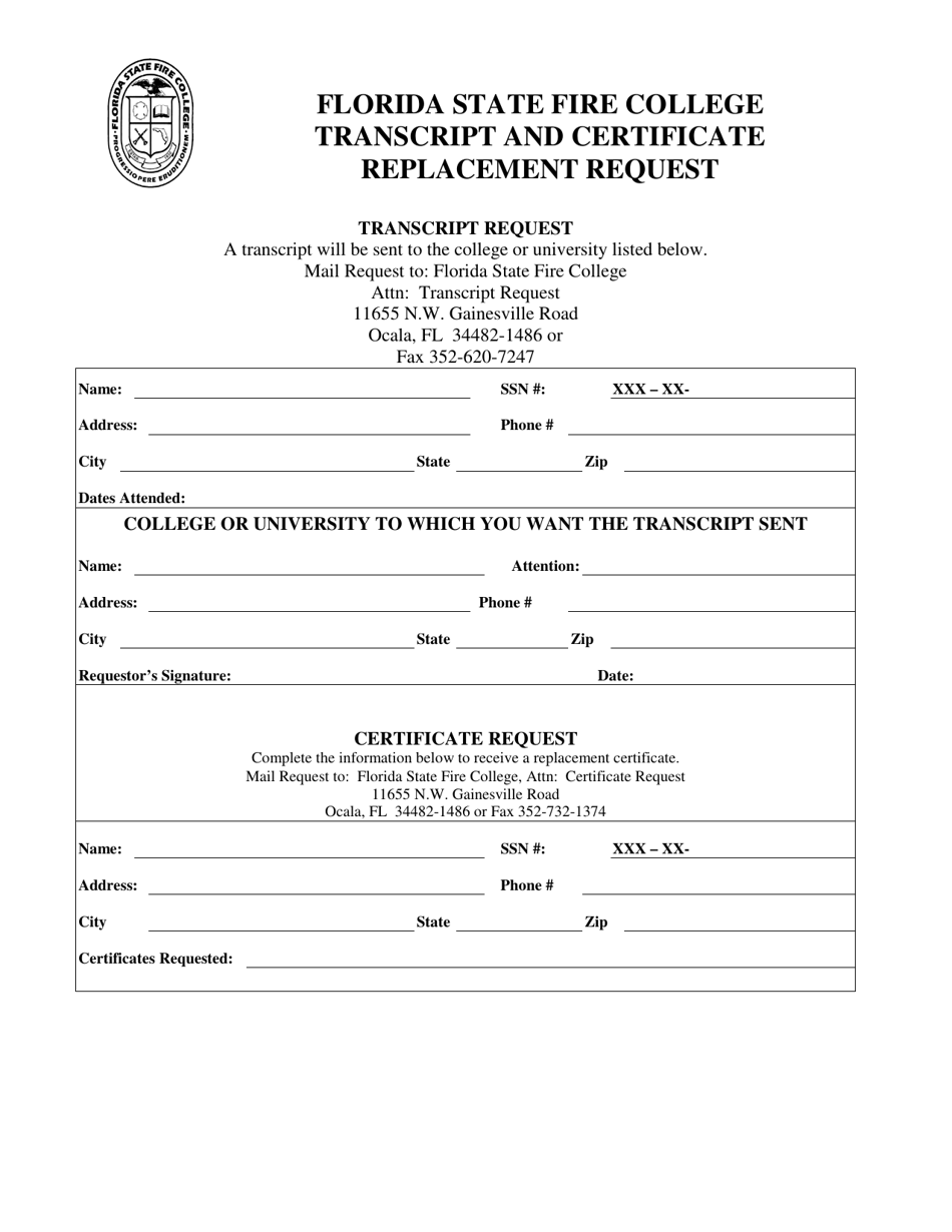 Florida Florida State Fire College Transcript and Certificate ...