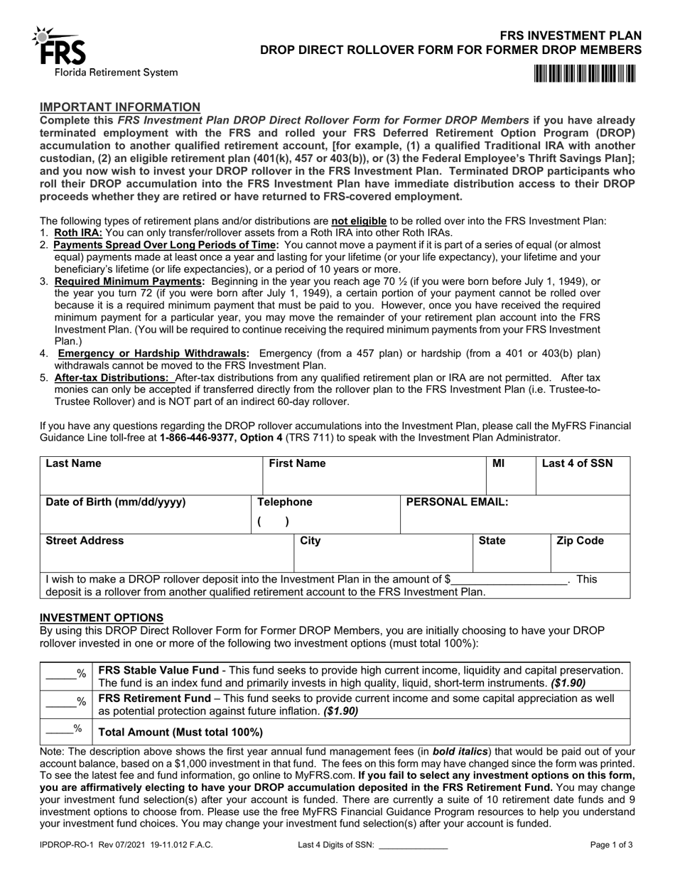 Form IPDROP-RO-1 - Fill Out, Sign Online and Download Printable PDF ...