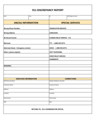 Florida 911 Discrepancy Report - Fill Out, Sign Online and Download PDF ...