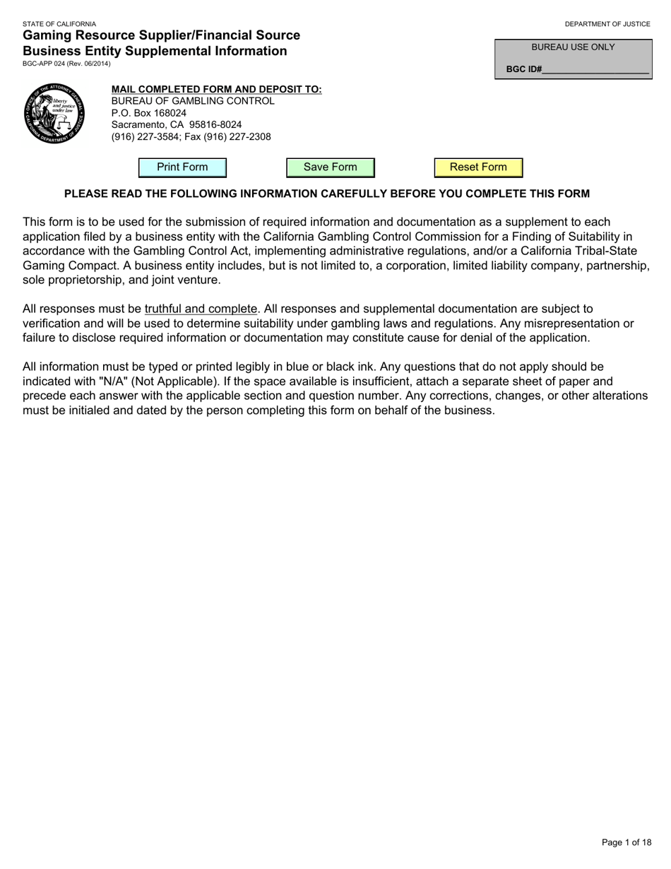 Form BGC-APP024 - Fill Out, Sign Online and Download Fillable PDF ...