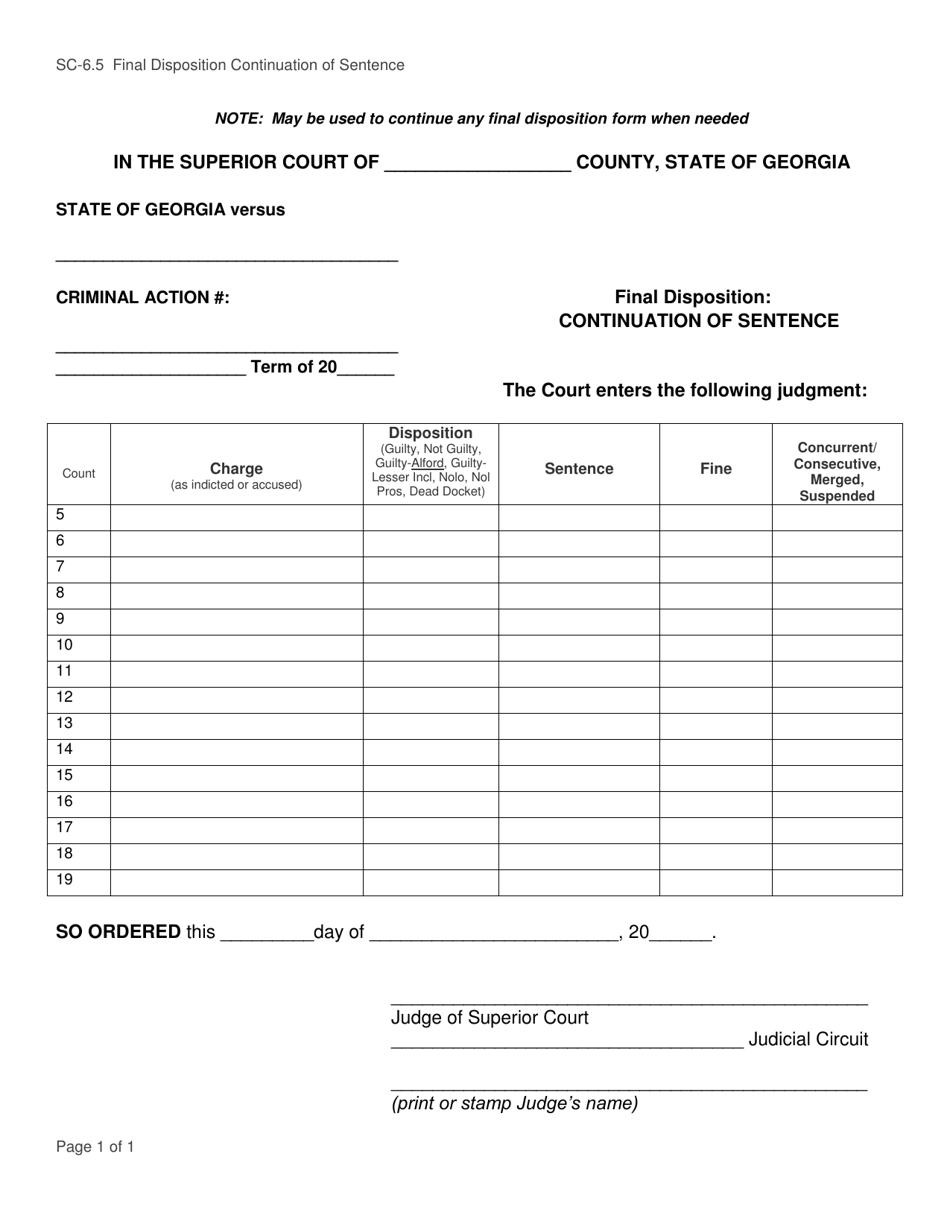 Form SC-6.5 - Fill Out, Sign Online and Download Printable PDF, Georgia ...