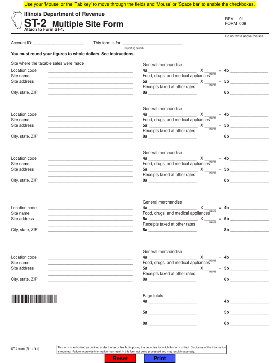 Form ST-2 (009) - Fill Out, Sign Online and Download Fillable PDF ...