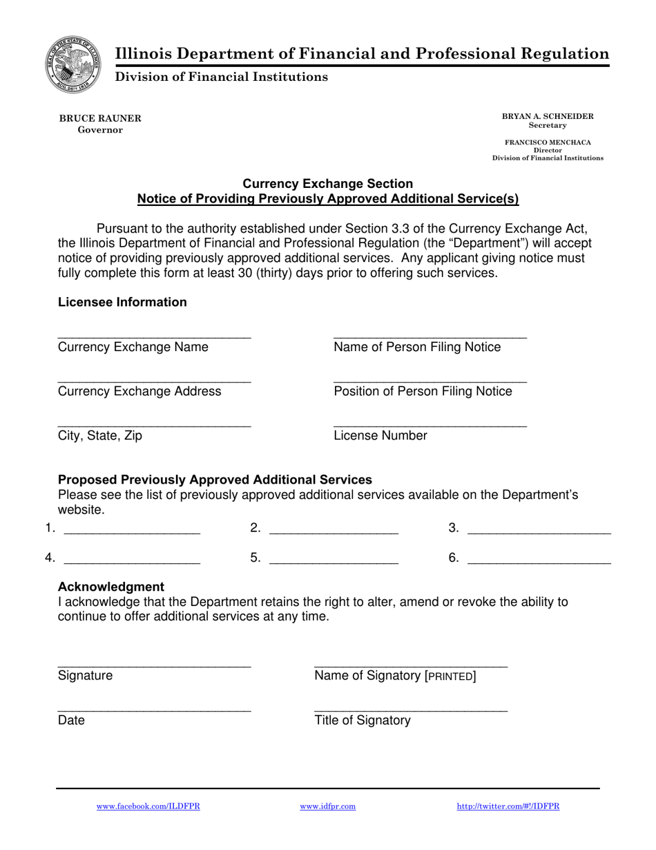 Illinois Notice of Providing Previously Approved Additional Service(S ...