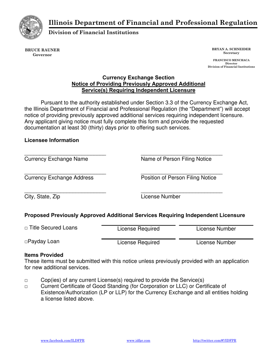 Illinois Notice of Providing Previously Approved Additional Service(S ...